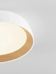 LED stmívatelné bílo-dřevěné moderní stropní svítidlo Sigi