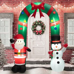 Costway 245 cm Vysoký vánoční nafukovací oblouk s dekoracemi Santa Claus