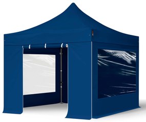 TOOLPORT Nůžkový stan 3x3 m, ocel, vč. 4 bočnic tmavě modrá - (600010)