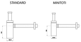 Omp Tea MINITOTI sifon pro umývátko, 5/4", odpad 32mm, černá mat 510.135.5.X