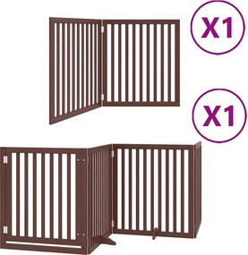 Zábrana pro psy s dvířky skládací 6 panelů hnědá 480 cm topol 3155693