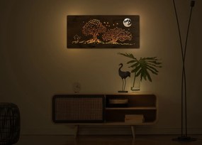 Li-Go "Tři duby a měsíc" světelný obraz s baterií 90x40cm varianta: ovládání na obraze včetně dálkového ovladače, provedení: bříza