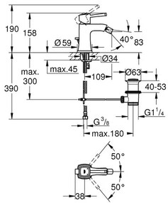 Grohe Grandera Baterie bidetová, s výpustí G23315IG0