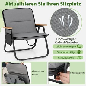 Costway Sada 2 skládacích kempingových židlí s odnímatelným polštářem a boční
