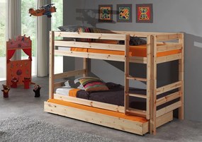 Patrová postel z masivu se zásuvkou borovice přírodní 140cm 90x200cm