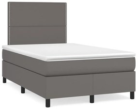Box spring postel s matrací a LED šedá 120 x 190 cm umělá kůže