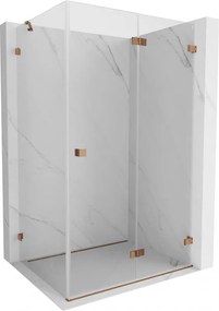 Mexen Lunar-F, skopný sprchový kout pravý 95 x 90 cm, 8mm čiré sklo, růžové zlato 836-095-090-60-00-P