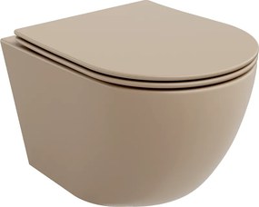 Mexen Lena WC mísa Rimless s pomalu sklopným sedátkem slim, duroplast, cappuccino mat - 30224064