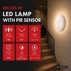 MCE535 W bílá / Venkovní LED svítidlo / PIR senzor pohybu