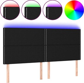 Čelo postele s LED černé 200x5x118/128 cm textil 3122308