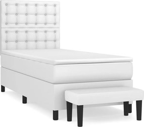 Box spring postel s matrací bílá 100x200 cm umělá kůže 3137648