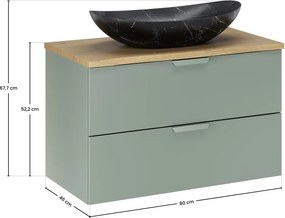 Závěsná skříňka Aster Lena s umyvadlem 80 cm zelená/dub cremona