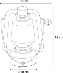 Stolní lampa dobíjecí 22 cm IP44 bílá - Storm Mini