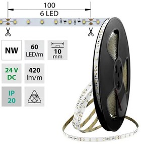 LED pásek McLED 24V neutrální bílá š=10mm IP20 4,8W/m 60LED/m SMD3528 ML-126.794.60.8 (20m)