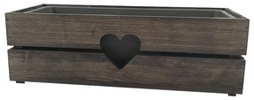 AMADEA Dřevěný obal na truhlík se srdcem tmavý, 52x21,5x17cm Český výrobek