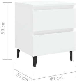 vidaXL Noční stolky 2 ks bílé s vysokým leskem 40x35x50 cm dřevotříska