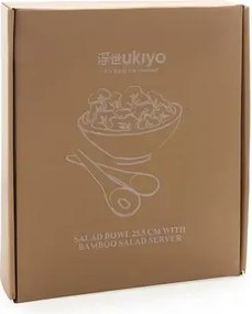 Ukiyo Salátová mísa s bambusovým příborem bílá / Salátová mísa / keram