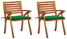 Zahradní jídelní židle s poduškami 2 ks masivní akáciové dřevo,  3060795