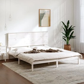 Rám postele bílý masivní borovice 160 x 200 cm - Default Title