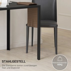 HOMCOM Jídelní stůl 75 x 75 cm, Čtvercový kuchyňský stůl pro 4 osoby, Jídelní stůl s tvrzeným sklem a kovovými nohami, Moderní stůl do kuchyně, jídel…