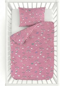 Kvalitex Bavlněné povlečení do dětské postýlky Obláčky růžové 1x 90/135, 1x 45/60cm