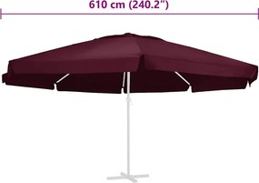 vidaXL Marketos Náhradní potah na zahradní slunečník bordeaux červený 610 cm