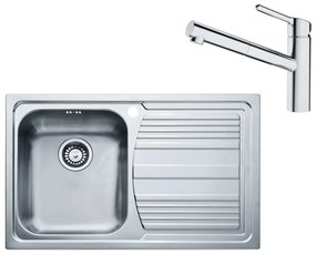 Franke - Set N83, nerezový dřez LLX 611/2 a baterie FC 3055.031, nerez/chrom 101.0650.597