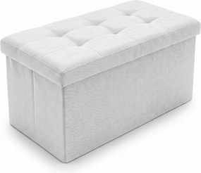 Obdélníkový taburet s úložným prostorem, skládací, 76 × 38 × 38 cm, béžový