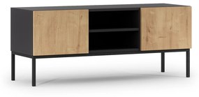 Lanzzi 120 televizní stolek Černý mat/Dub Artisan Materiál / Dekor: Černý mat, Dub artisan