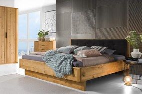Manželská dubová postel Denver - černá  140x200 cm
