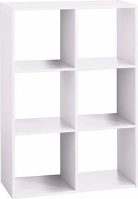 Dekorativní police, obdélníková, bílá, 6 přihrádek, 68 cm x 100,5 cm