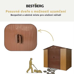 Zahradní domek BestBerg ZDB-4D / 4,1 m² / 236 x 174 x 206 cm / dekor dřevo/hnědá