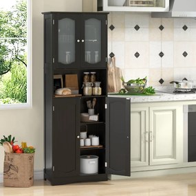 Costway Koupelnová skříňka, volně stojící vysoká s 4 dvířky, koupelnová