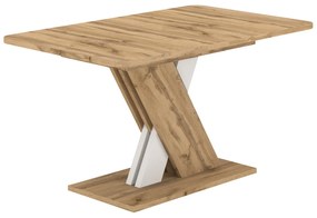 Kondela Jídelní rozkládací stůl, dub wotan/bílá, 140-180x85 cm, EXIL