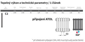 ISAN Atol CAT21500006GMA01 Radiátor do otopné soustavy, 1500/6, sněhově bílá, 9016