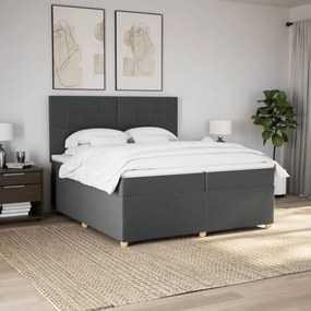 Box spring postel s matrací tmavě šedá 200x200 cm textil 3293688