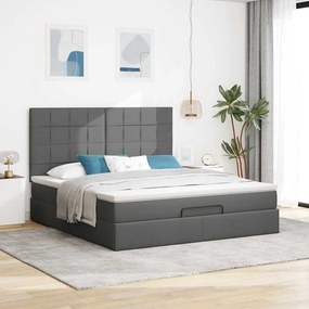 Osmanský rám postele s matrací tmavě šedá 160x200cm textil 3314018