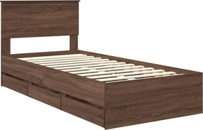 Rám postele se zásuvkou Hnědý dub 90 x 200 cm Inženýrské dřevo 3410748