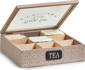 Zeller Present Dřevěná krabička na čaj - TIME FOR TEA, 9 přihrádek