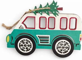 Dřevěná vánoční ozdoba autobus 12 × 9,5 cm, k zavěšení