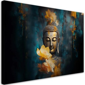 Obraz na plátně, socha buddhy padajícího lotosového květu - 60x40 cm