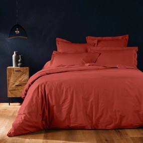 Bavlněný povlak na peřinu na dvoulůžko/prodloužený v cihlové barvě 240x220 cm Lina – douceur d'intérieur