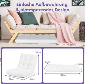 Costway Rozkládací křeslo Lazy Sofa Lazy Tatami Floor Cushion White
