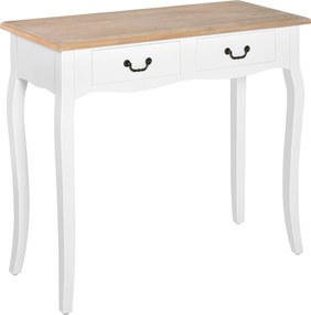 HOMCOM Konzolový stolek s 2 zásuvkami Retro design pro předsíň, chodbu, obývací pokoj a ložnici, borovice 87x34x78,5 cm Bílý | Aosom