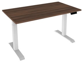 NOBL Dynamic + Elektr. nastavitelný polohovací stůl 140x80 s pamětí Dynamic + Dekor stolové desky: ořech, Barva podnože: bílá