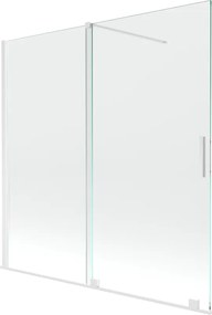 Mexen Velar, 2-křídlová posuvná vanová zástěna 160 x 150 cm, 8mm čiré sklo, bílý profil, 896-160-000-01-20
