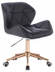 LuxuryForm DESIGN Otočná židle MILANO na zlaté podstavě s kolečky - černá