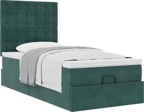 Osmanský rám postele s matracemi tmavě šedá 80x200cm samet 3313580