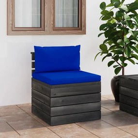 vidaXL Zahradní středová pohovka z palet s poduškami borové dřevo [3061689] Barva: Modrá