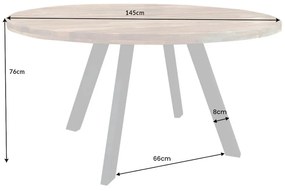 Massive home | Kulatý jídelní stůl IRON CRAFT 145 CM přírodní masiv mango
